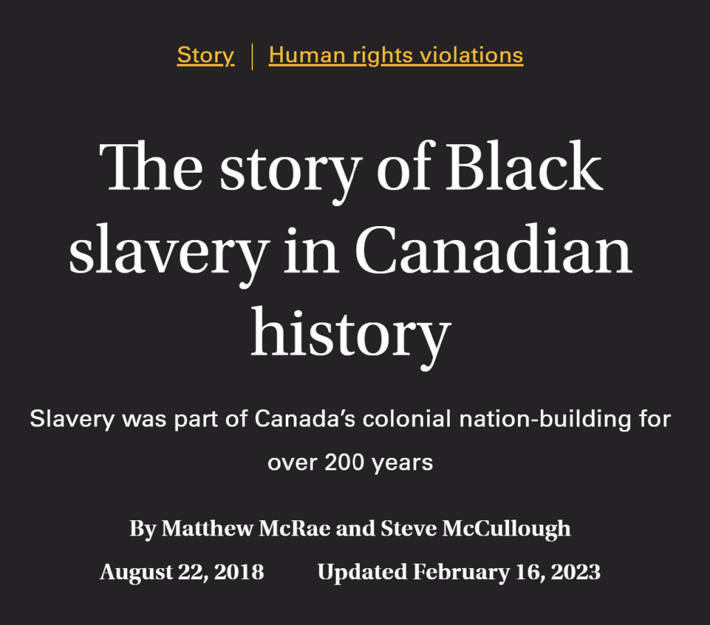Black slavery in Canadian History - Holy Trinity Thornhill